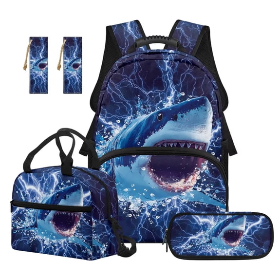 Bulopur Shark 17 Inch Backpack Set for Kids 9-12 Years Old, Cool ...