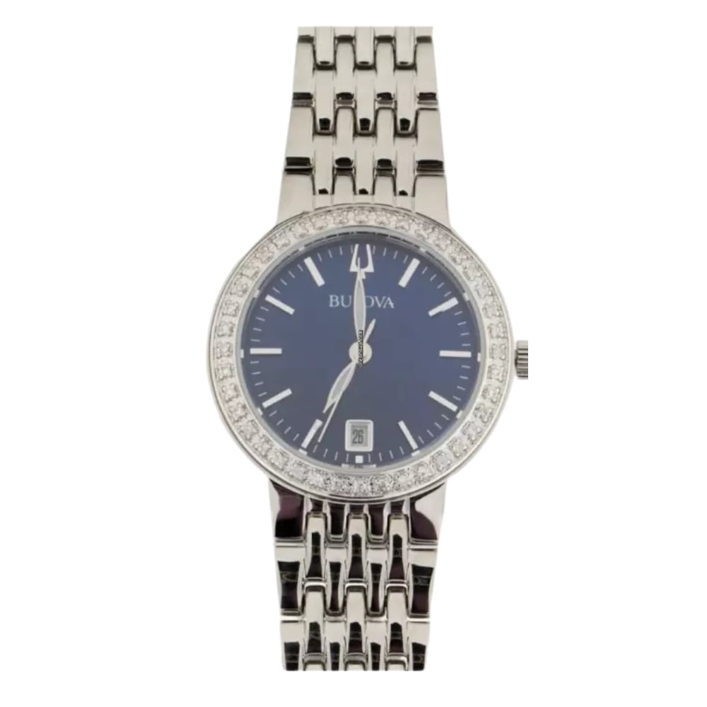 Bulova Classic Lady Diamond 96R240 Classic Lady Diamond Blue Date Dial ...