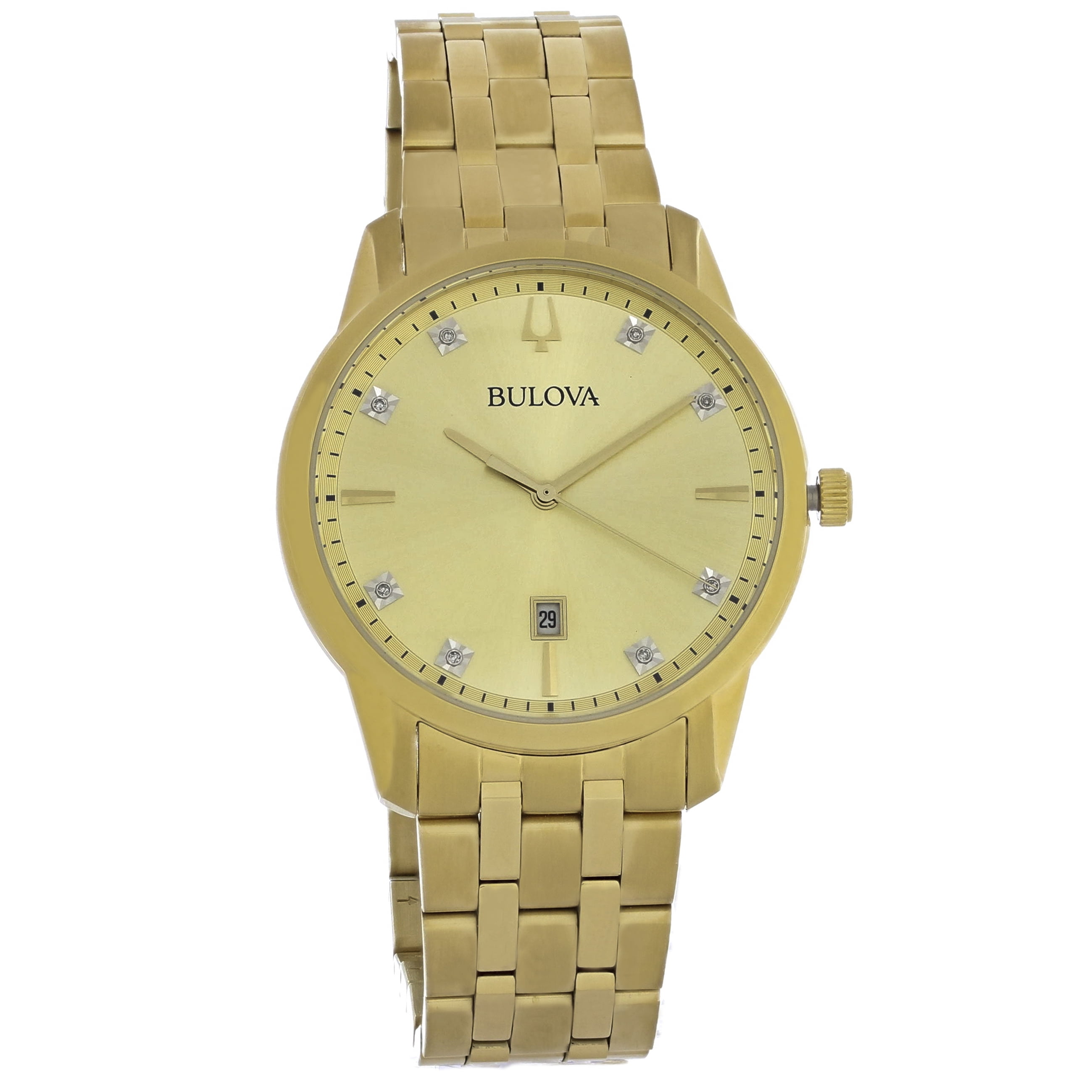 Pre-Owned Bulova Sutton Mens Diamond Gold Tone Plated Stainless Steel ...