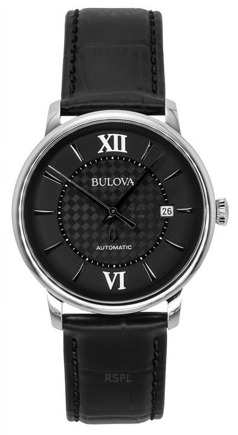 Bulova Analog Hudson Leather Strap Black Dial Automatic 96B441 Men's ...