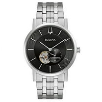 Bulova Men's Classic Ultra-Slim Black Leather Strap Grey Dial Watch 98A167 - Walmart.com