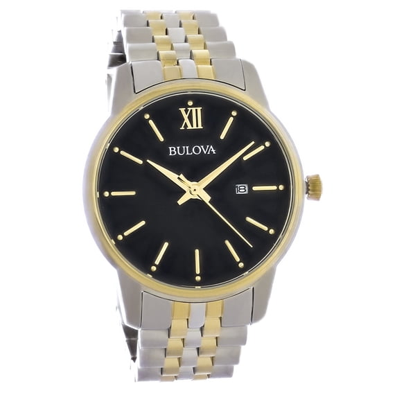 Bulova Classic Women's Black Dial Two Tone Stainless Steel Quartz Watch ...