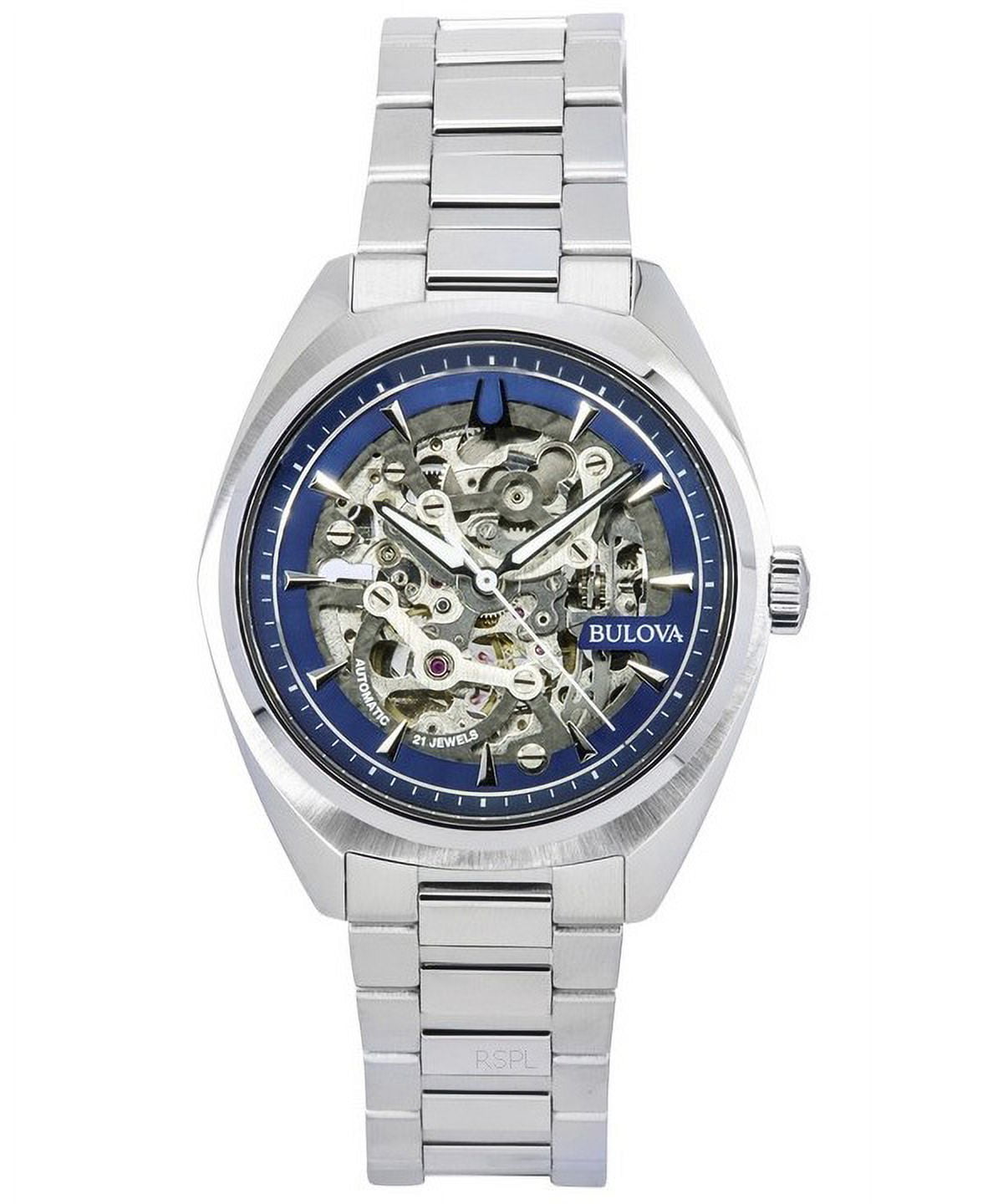 Bulova Classic Surveyor Stainless Steel Blue Skeleton Dial Automatic ...