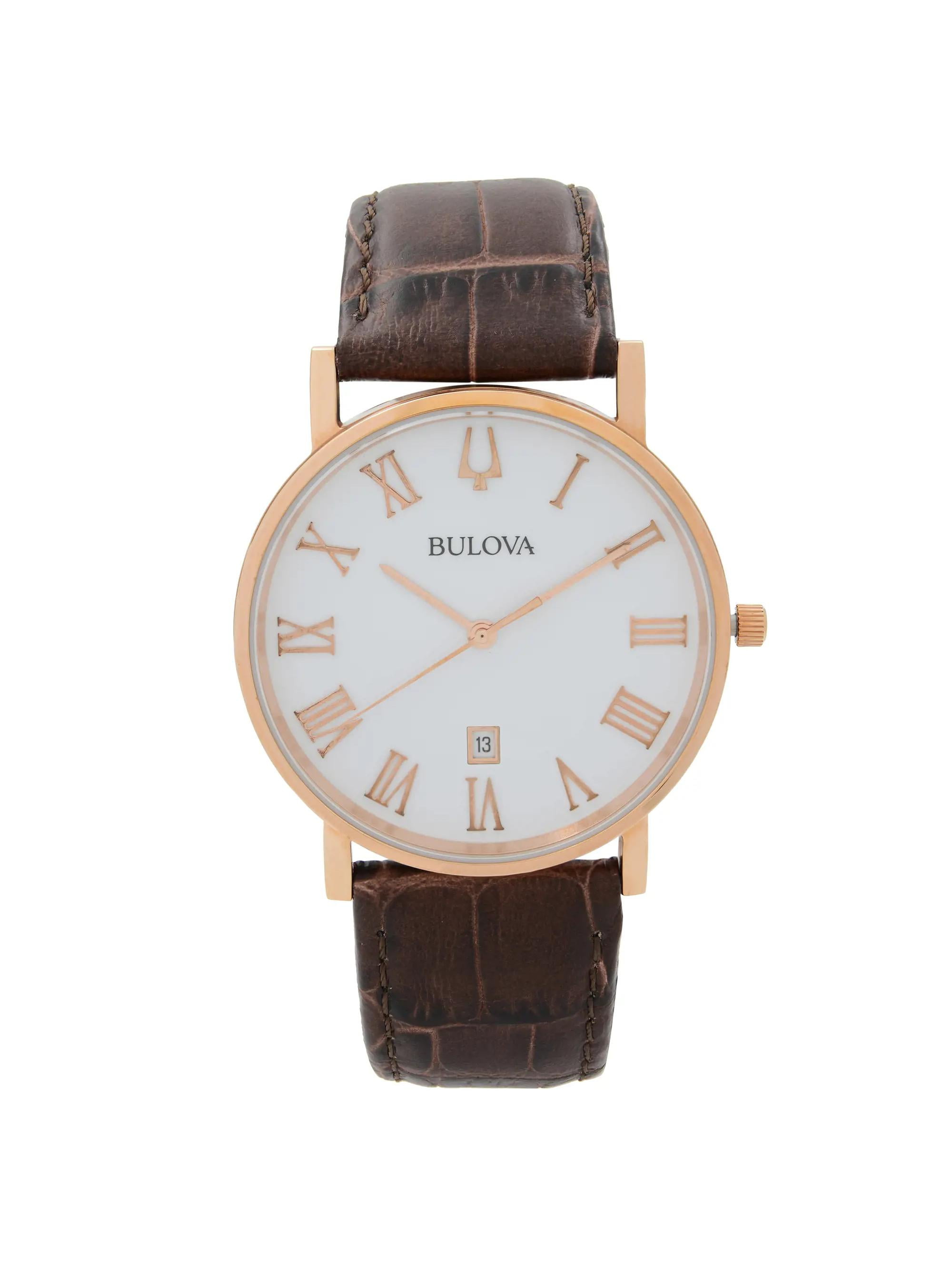 Bulova Clipper Rose Gold-Tone Steel White Dial Men Quartz Watch 97B184 ...