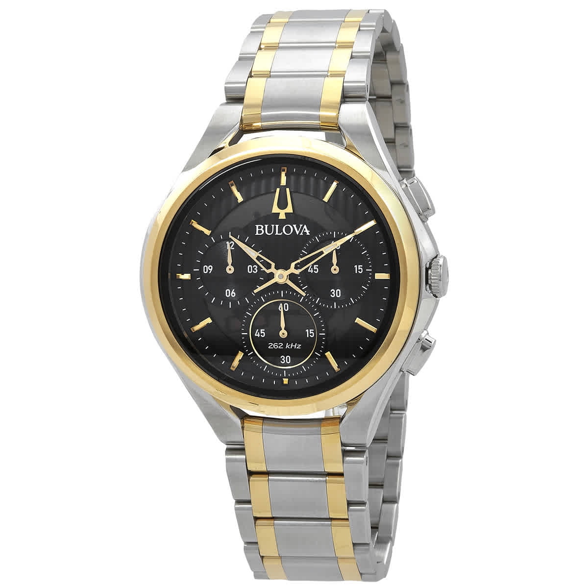Bulova Curv Chronograph Quartz Black Dial Two-Tone Men's Watch 98A301 ...