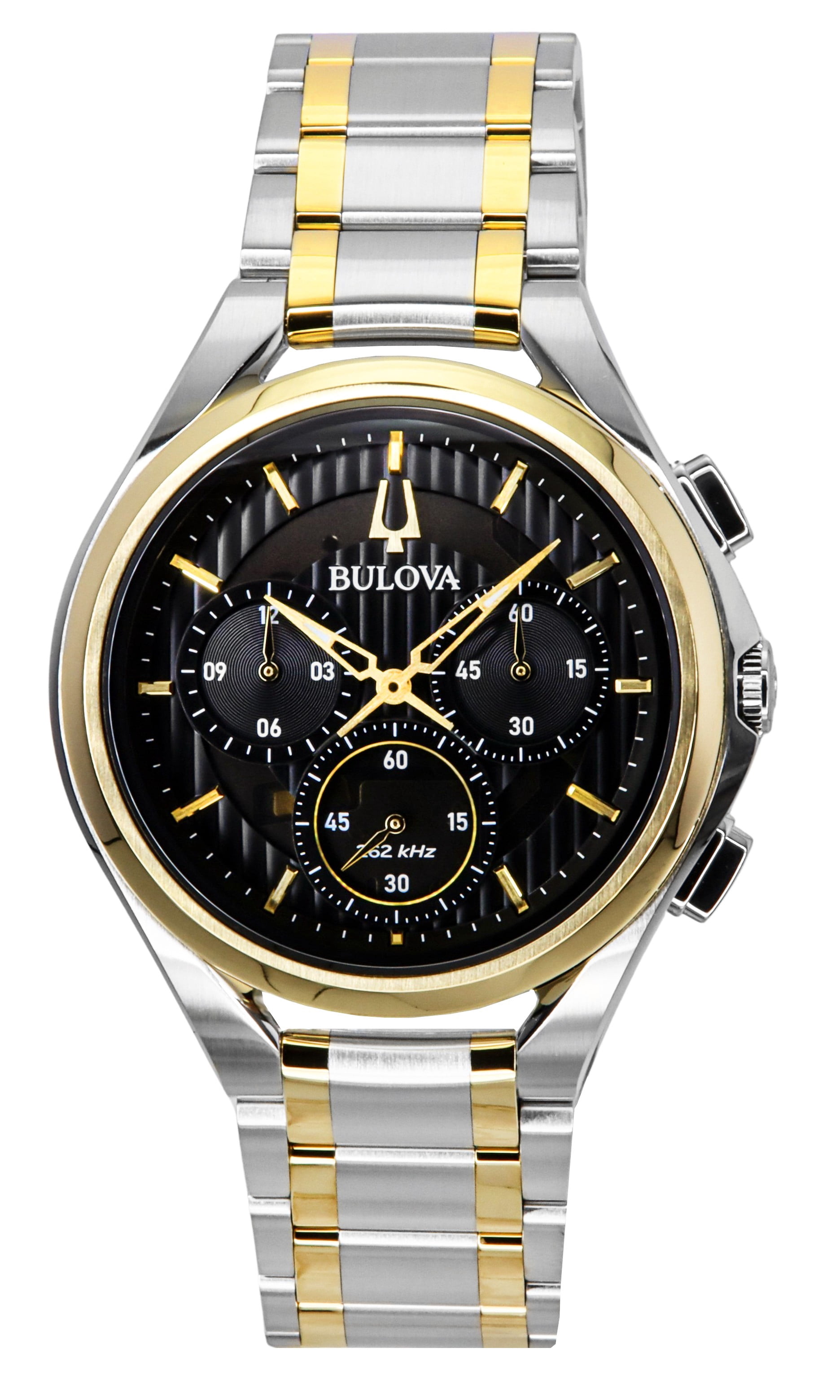 Bulova Curv Chronograph Two Tone Stainless Steel Black Dial Quartz ...