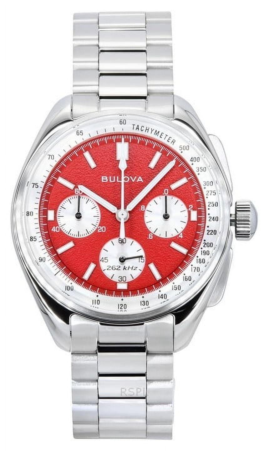 Bulova Lunar Pilot Chronograph Stainless Steel Red Dial Quartz 96K115 ...