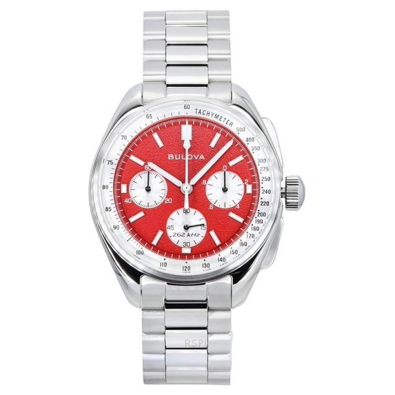 Bulova Lunar Pilot Chronograph Stainless Steel Red Dial Quartz 96K115 ...
