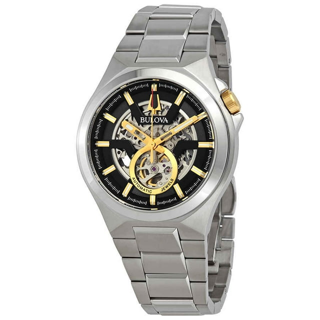 Free Shipping! Bulova Maquina Black-Skeleton Dial Automatic Men's Watch ...