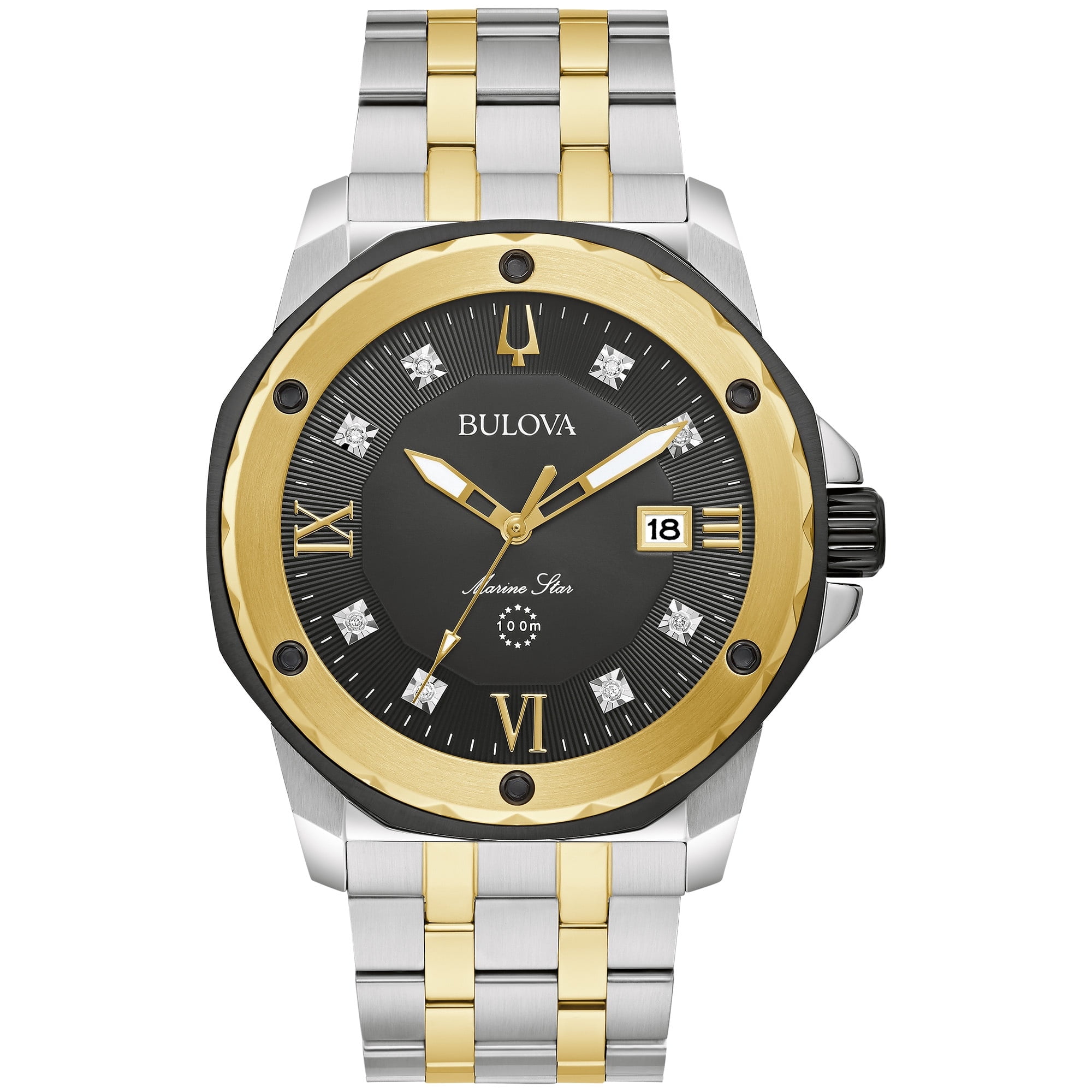 Bulova Men's Marine Star Diamond Dial Stainless Steel Watch 98D175 ...