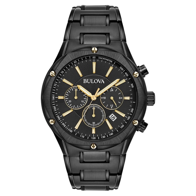 Bulova Men's Black IP Stainless Steel Chronograph Watch - Walmart.com
