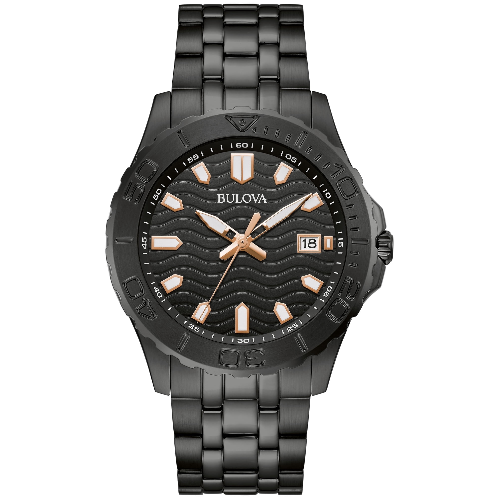 Bulova Men's Black IP Stainless Steel Marine Style Watch - 98B438 ...
