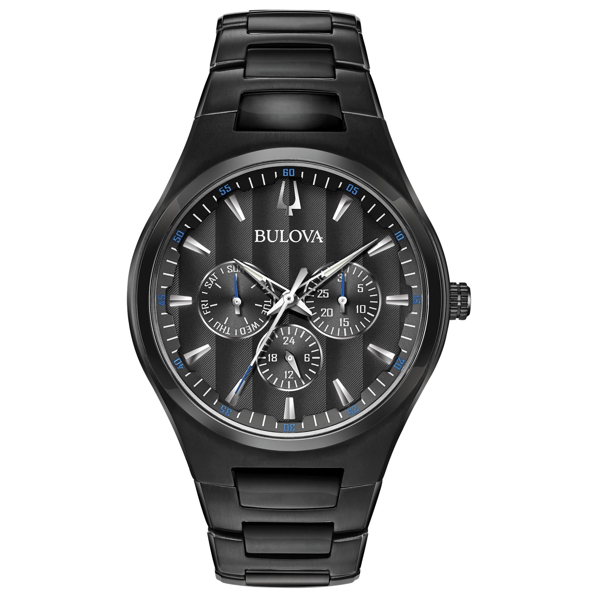 Bulova Men's Black IP Stainless Steel Multi-Function Watch - 98C129 ...