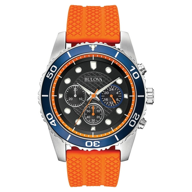 Bulova Men's Chronograph Sport Watch with Orange Silicone Strap ...