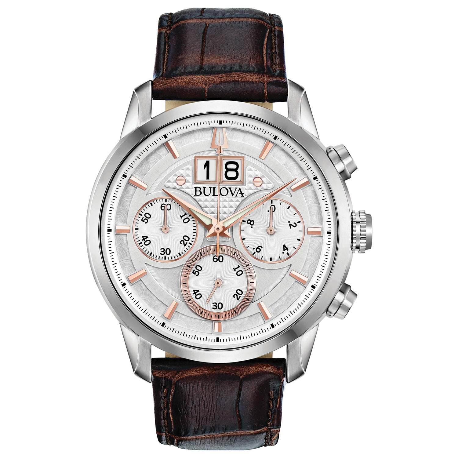 Bulova Men's Chronograph Watch, Brown Leather Strap - Walmart.com