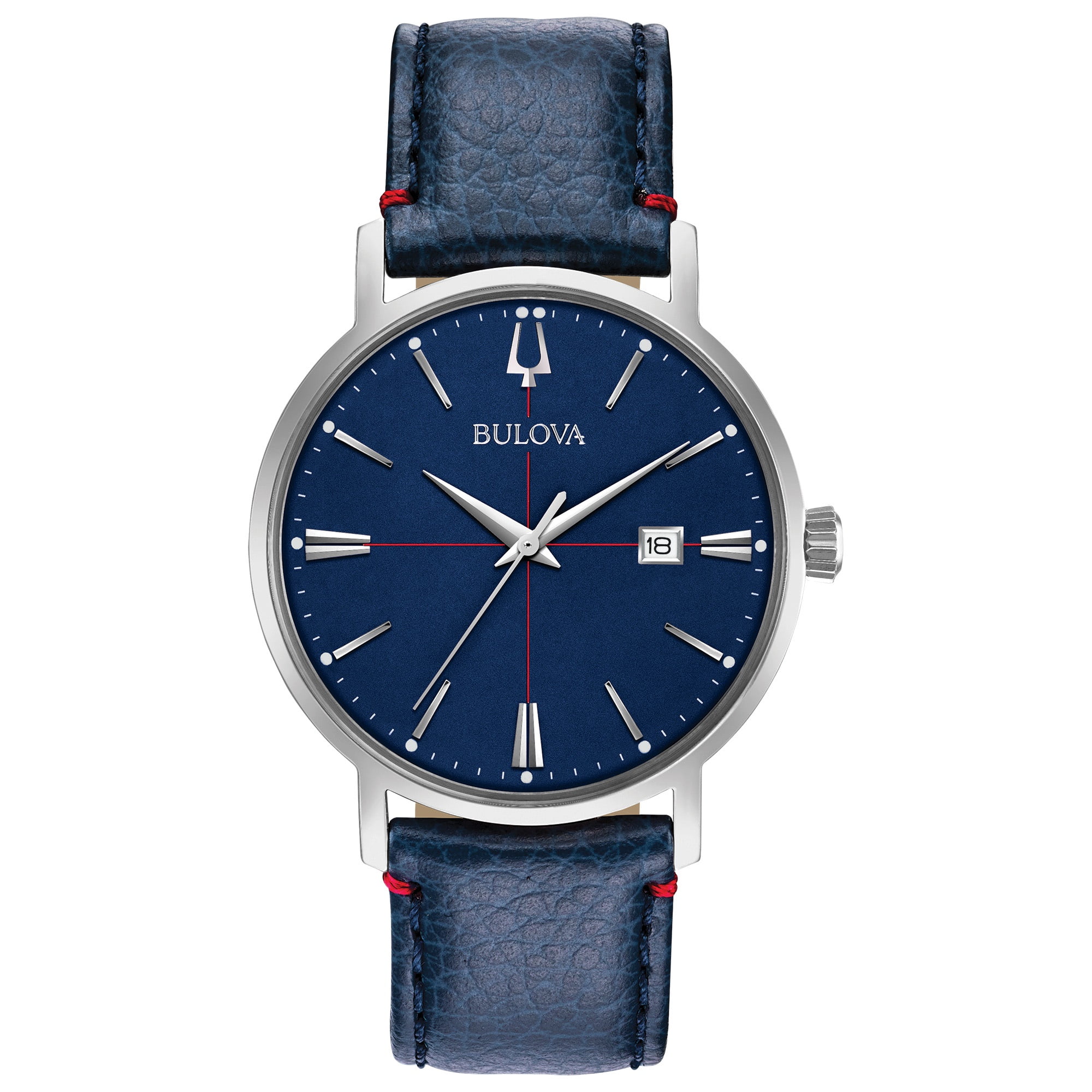 Bulova Men's Classic Blue Dial Blue Leather Strap Watch - 96B293 ...