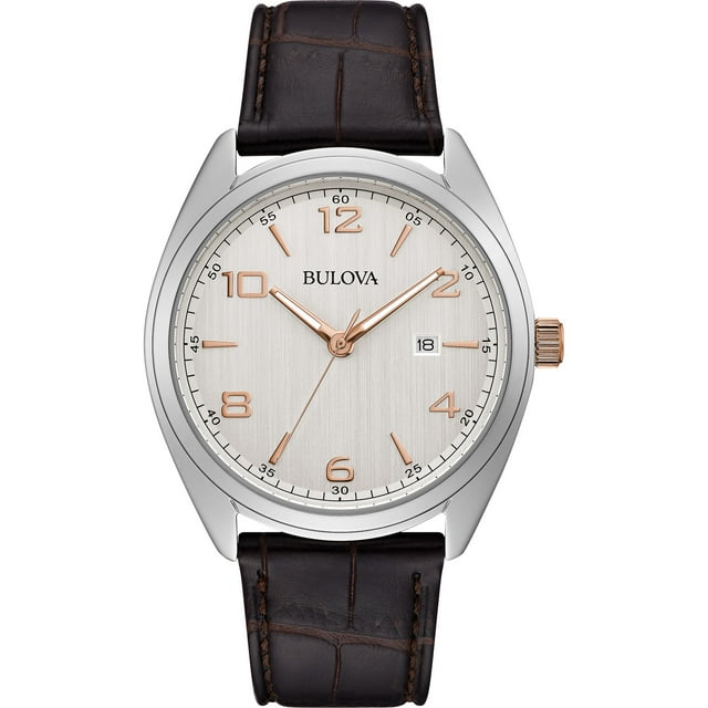 Bulova Men's Classic Brown Leather Strap Watch - 98B347 - Walmart.com
