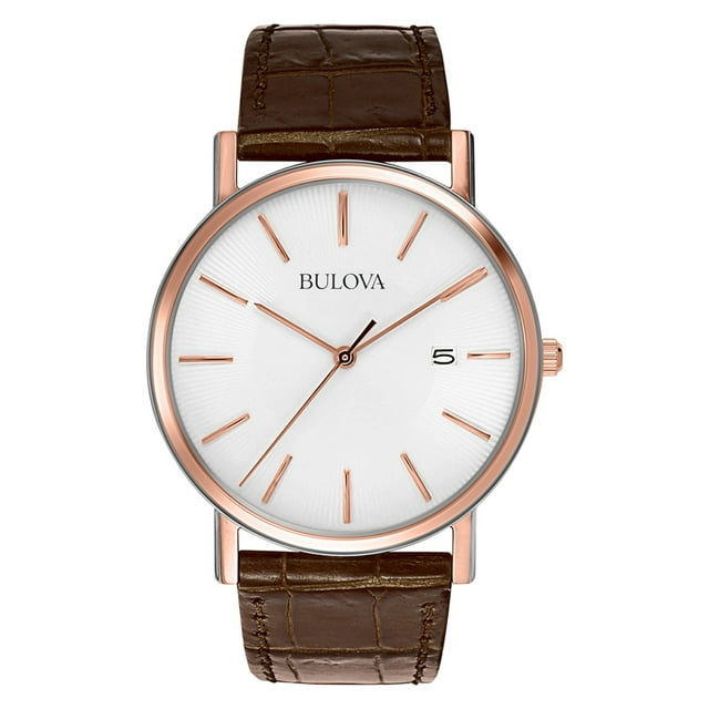 Bulova Men's Classic Brown Leather Strap Watch 98H51 - Walmart.com