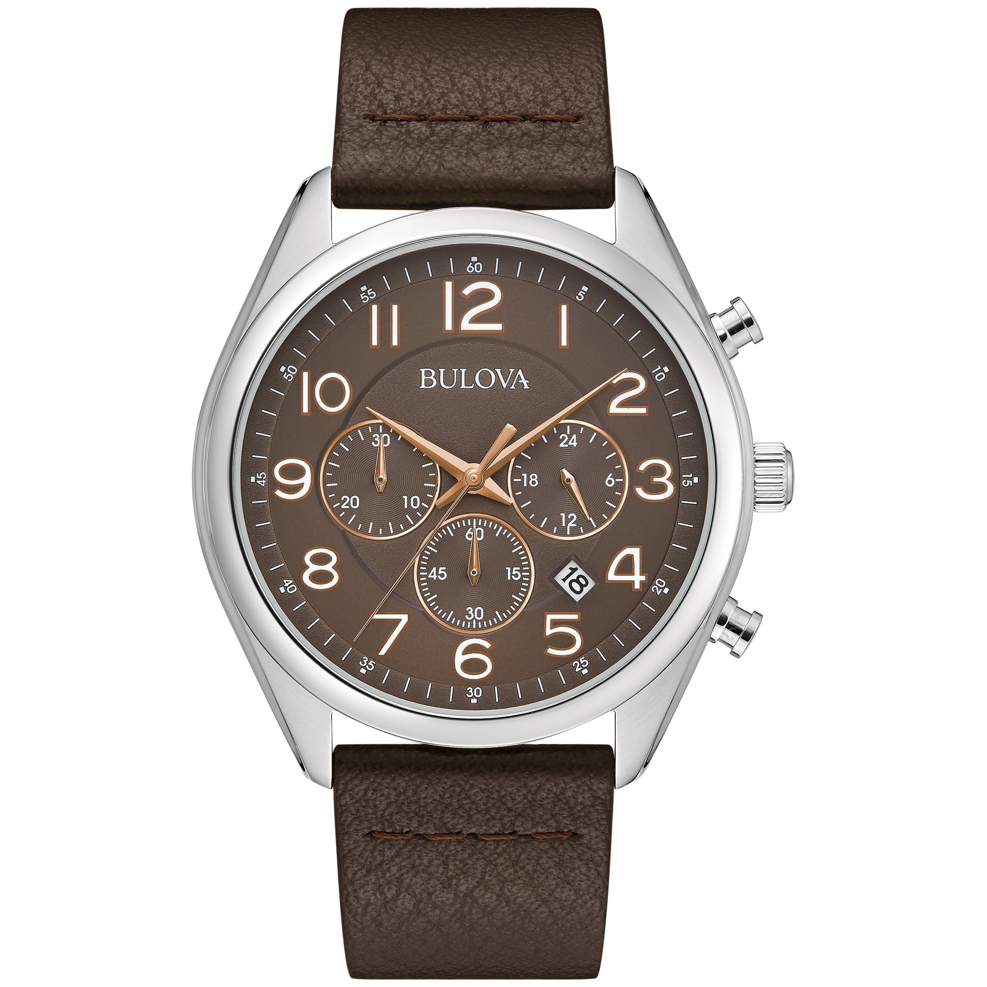 Bulova Men's Classic Leather Strap Chronograph Watch - 96B335 - Walmart.com