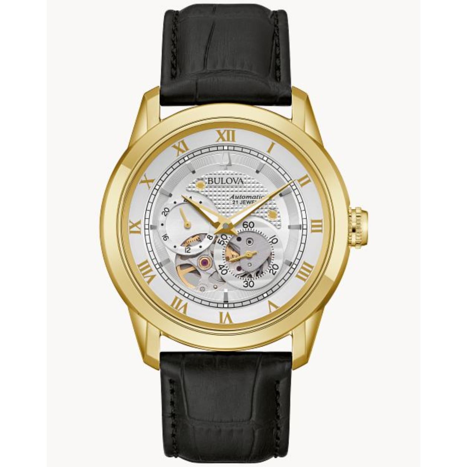 Bulova Men's Sutton Automatic Black Strap Watch - 97A187 - Walmart.com