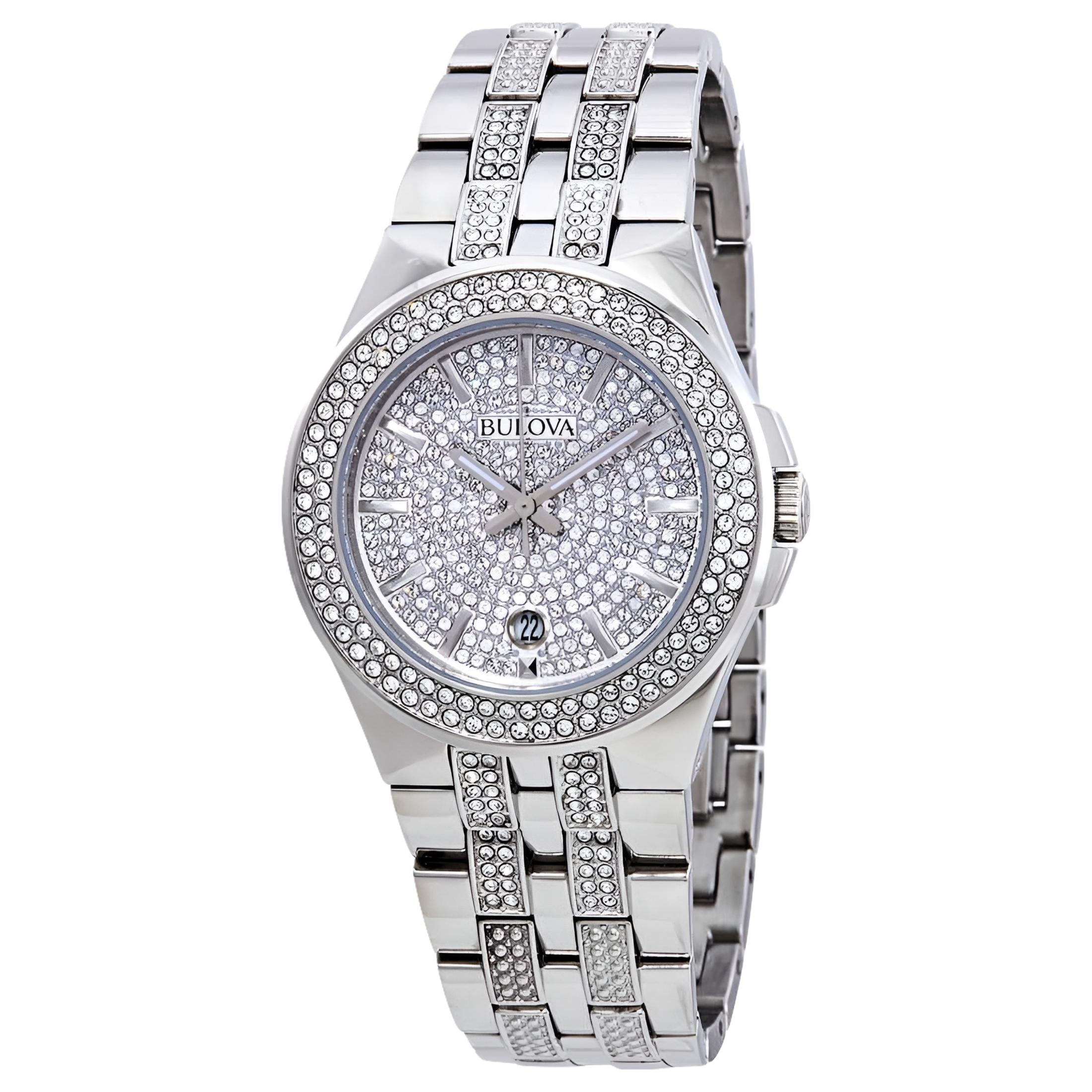 Bulova Men's Crystal Stainless Steel Watch 96B235 - Walmart.com