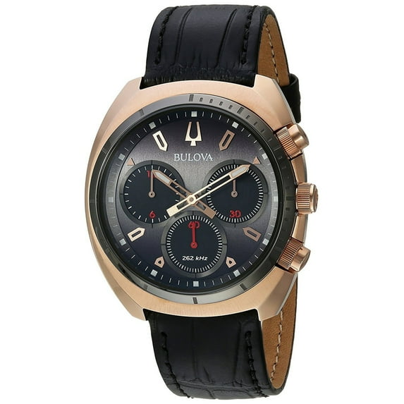 Bulova Men's Curv Leather Chronograph Watch 98A156 - Walmart.com