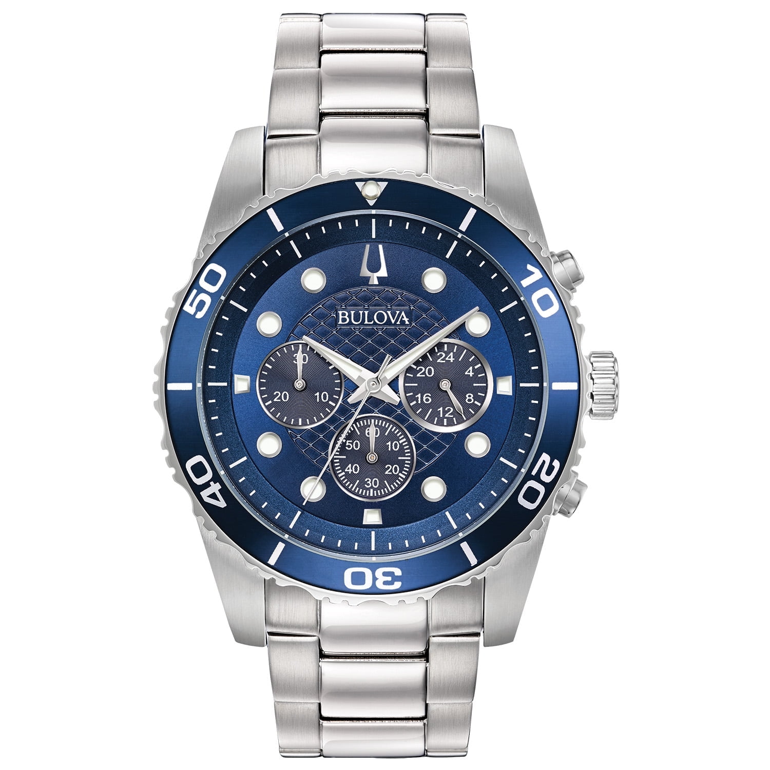Bulova Men's Essentials Chronograph Watch, Stainless Steel, Blue Dial ...