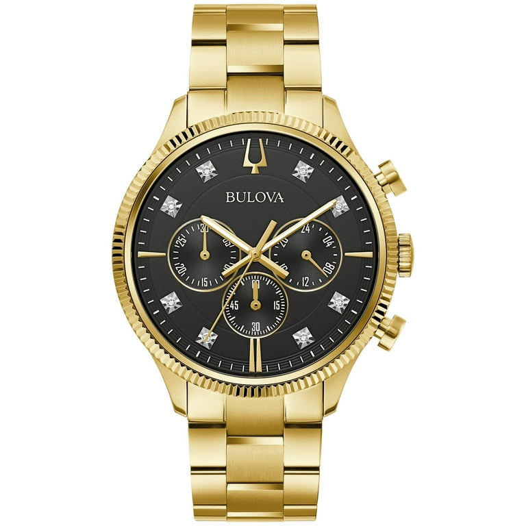Bulova Men's Gold-Tone Diamond Dial Chronograph Watch Bulova Men's Gold-Tone Diamond Dial Chronograph Watch
