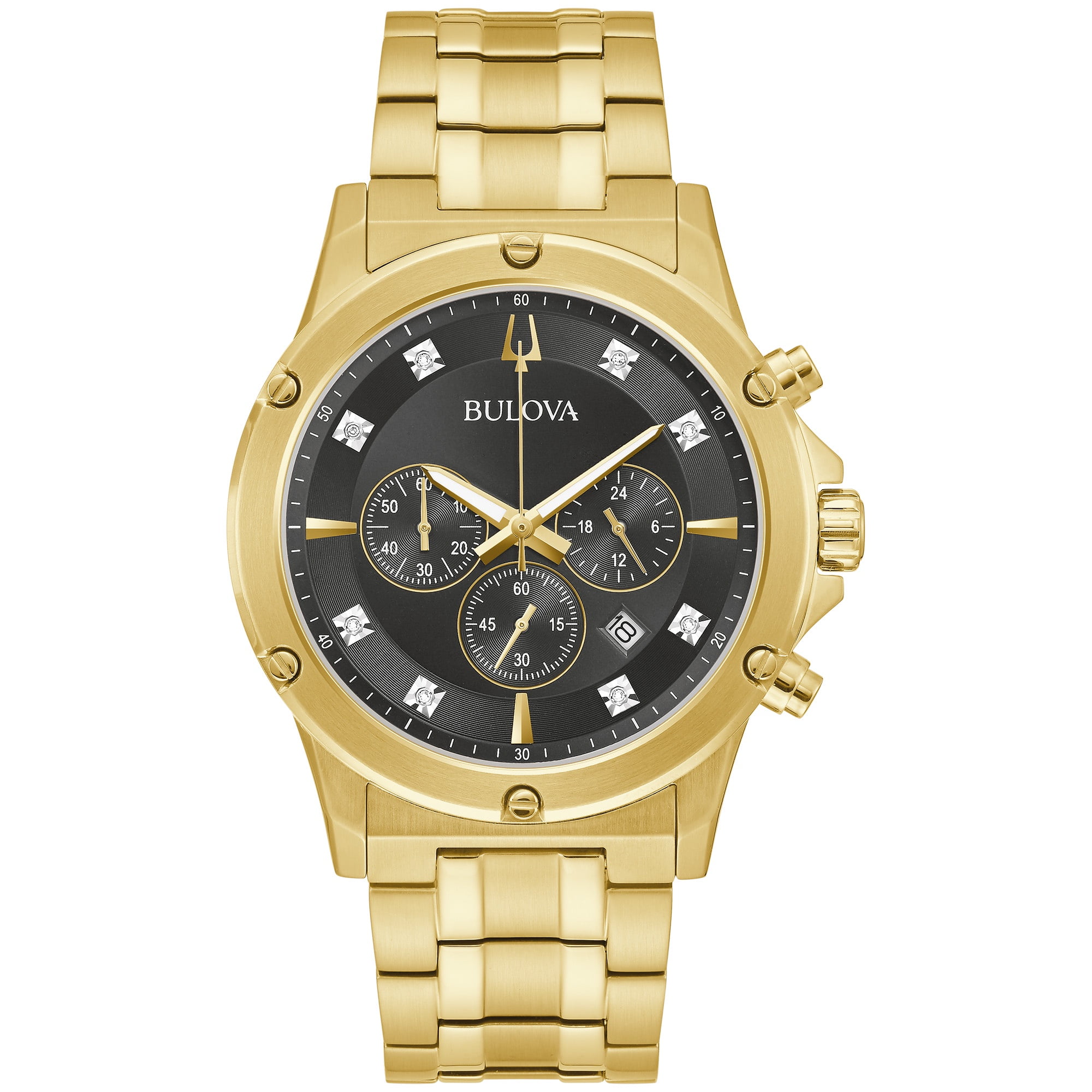 Bulova Men's Gold-Tone Stainless Steel Diamond Chronograph Watch ...