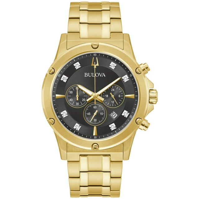 Bulova Men's Gold-Tone Stainless Steel Diamond Chronograph Watch ...