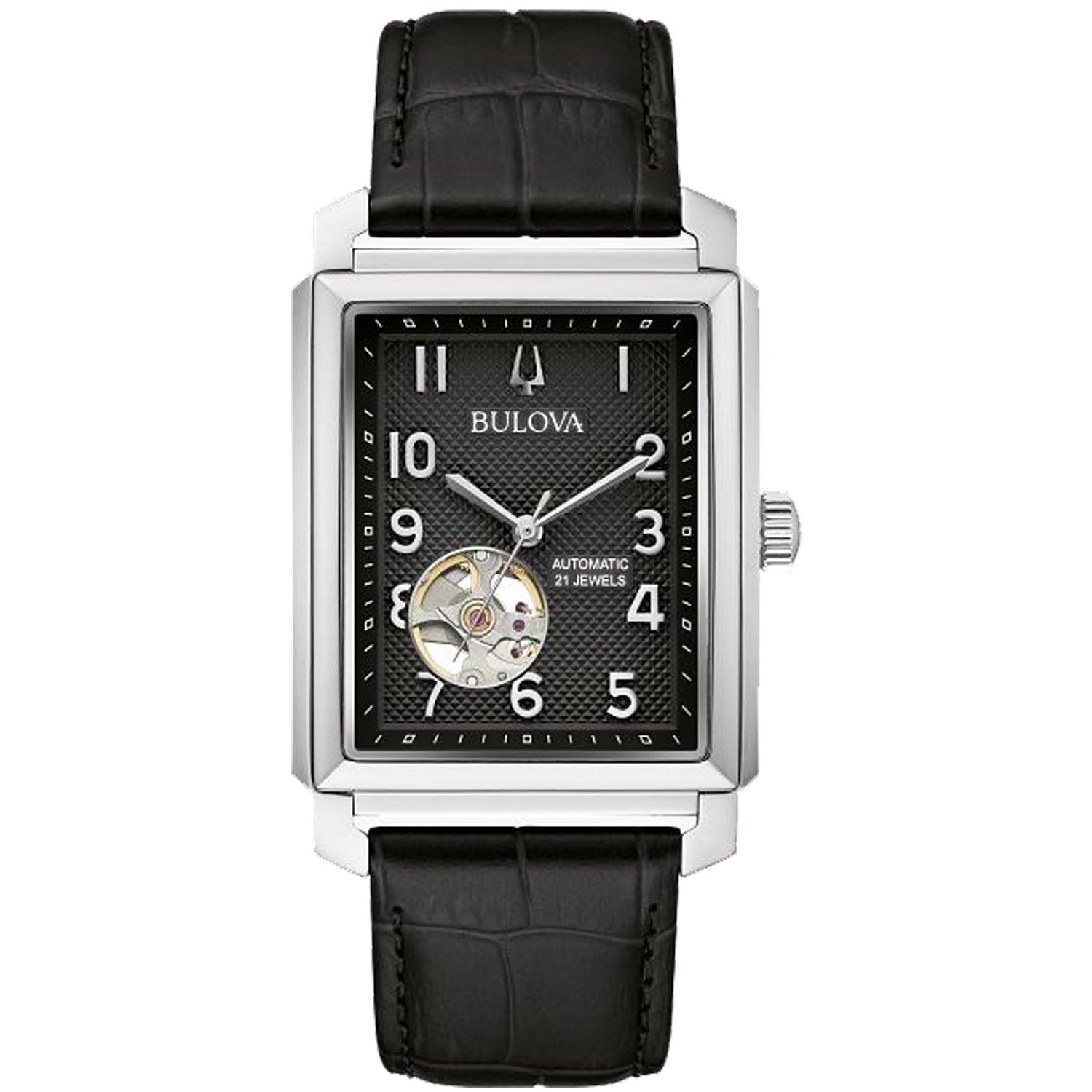 Bulova Sutton Men's Automatic Wrist Watch, Black Alligator Leather ...