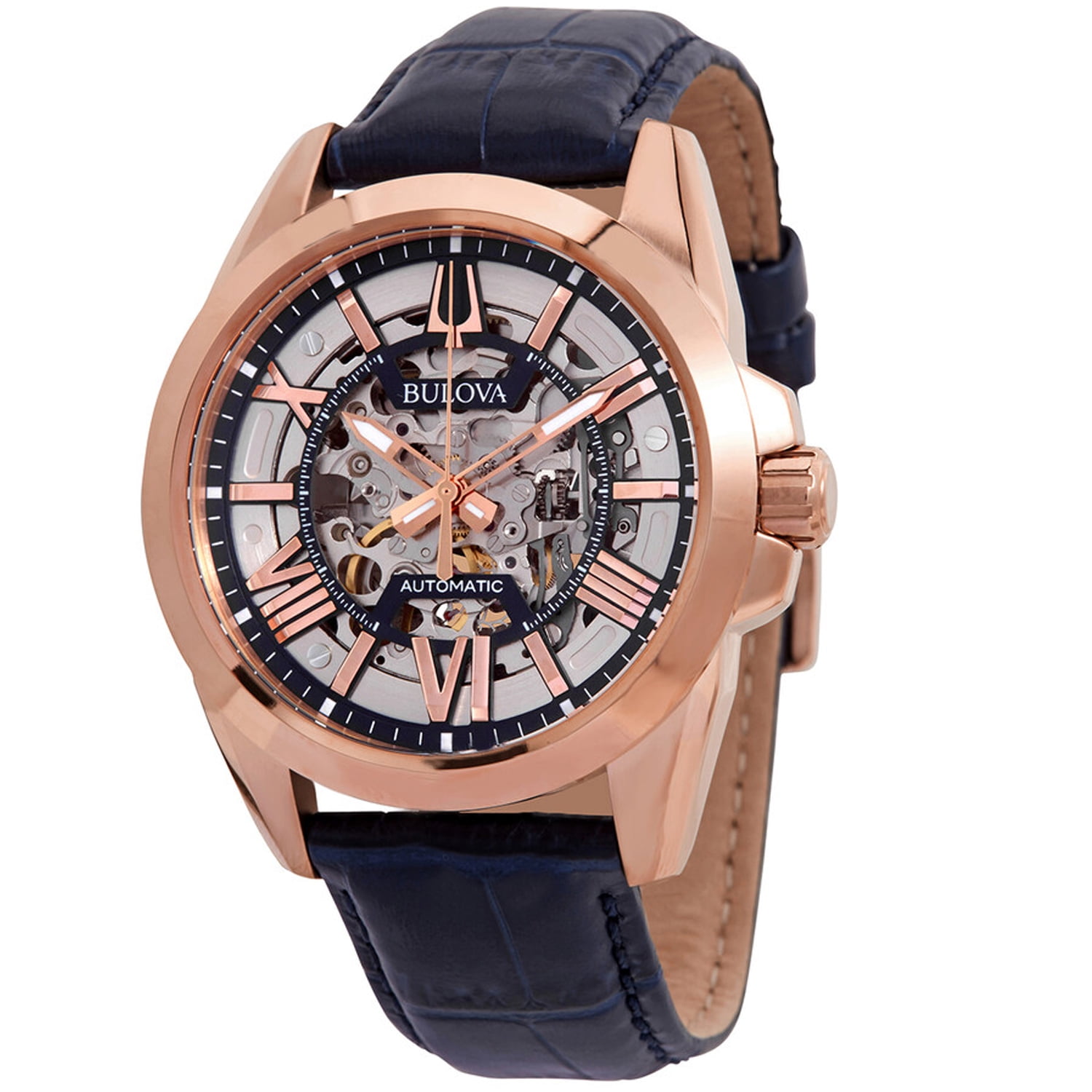 Free Shipping! Bulova Sutton Automatic Skeleton Dial Mens Watch 97A161 ...