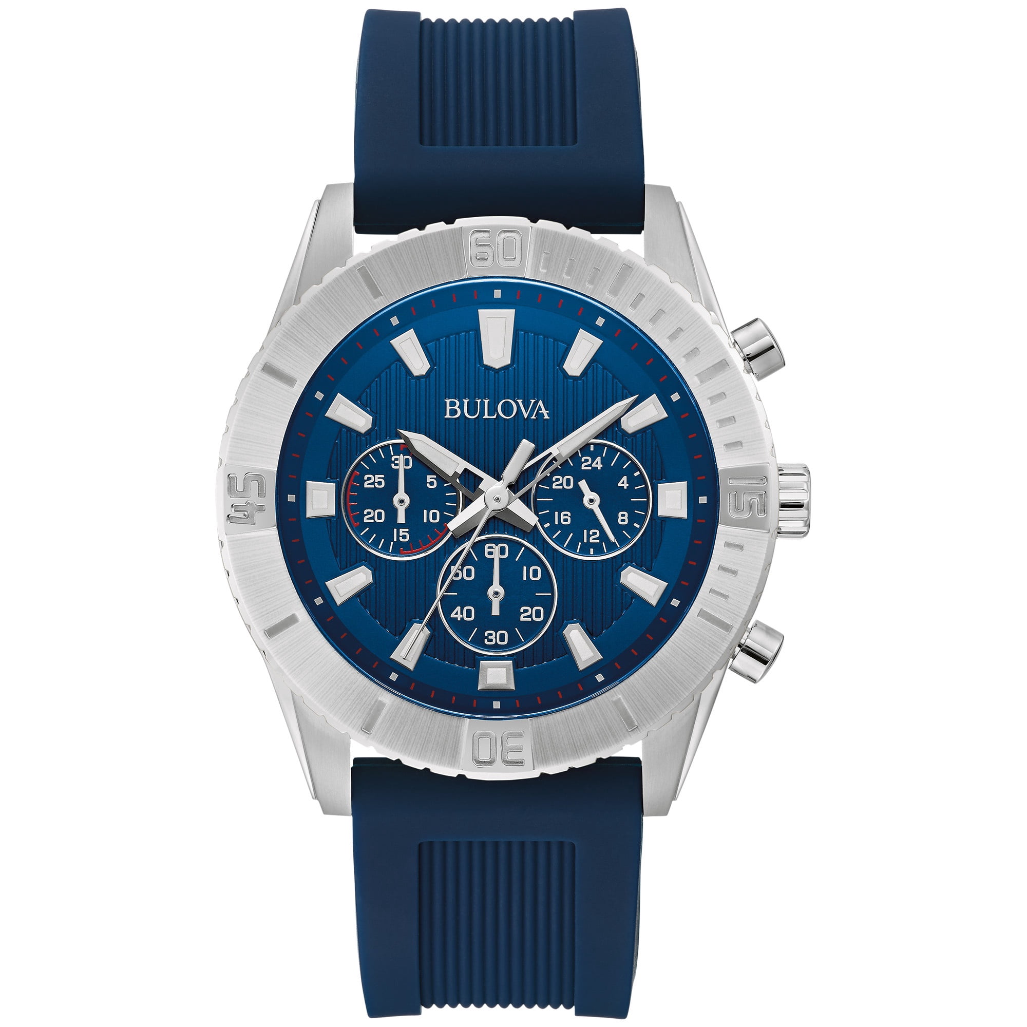 Bulova Men's Wilton Chronograph Blue Dial Silicone Strap Watch - 96A260 ...