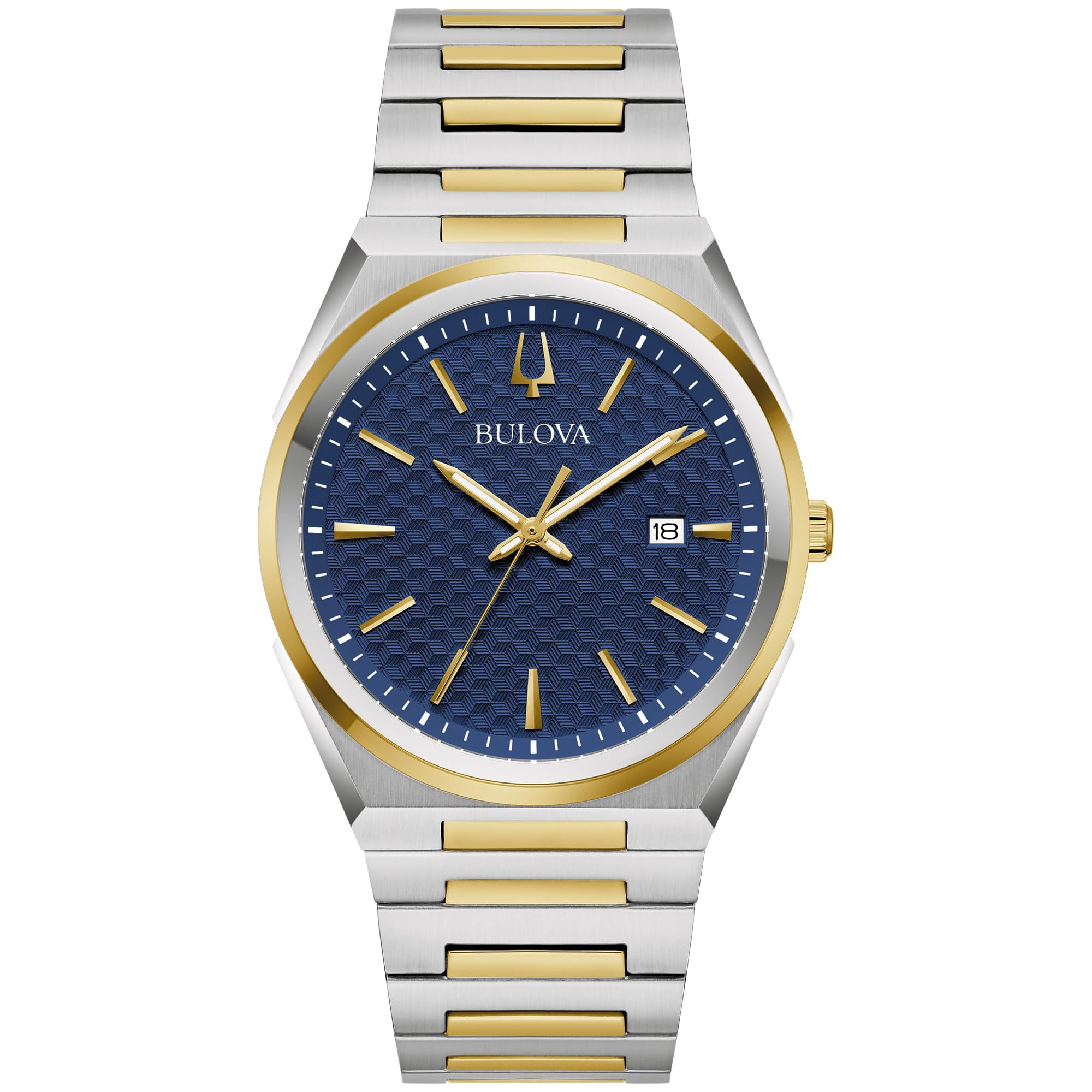 Bulova Mens Classic Quartz Two Tone Stainless Steel Watch, Blue Pattern ...
