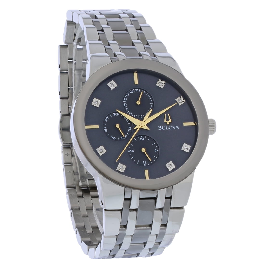 Bulova Modern Diamond Men's Stainless Multifunction Quartz Watch 98D186 ...