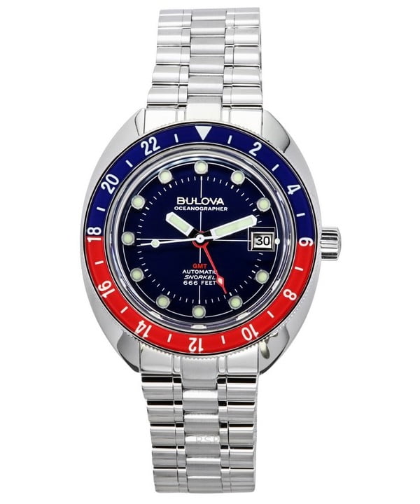 Bulova Oceanographer GMT Stainless Steel Blue Dial Automatic Diver's ...