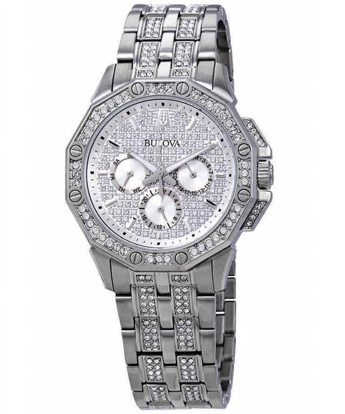 Bulova Octava Crystal Accents Silver Multifunction Dial Quartz 96C134 ...