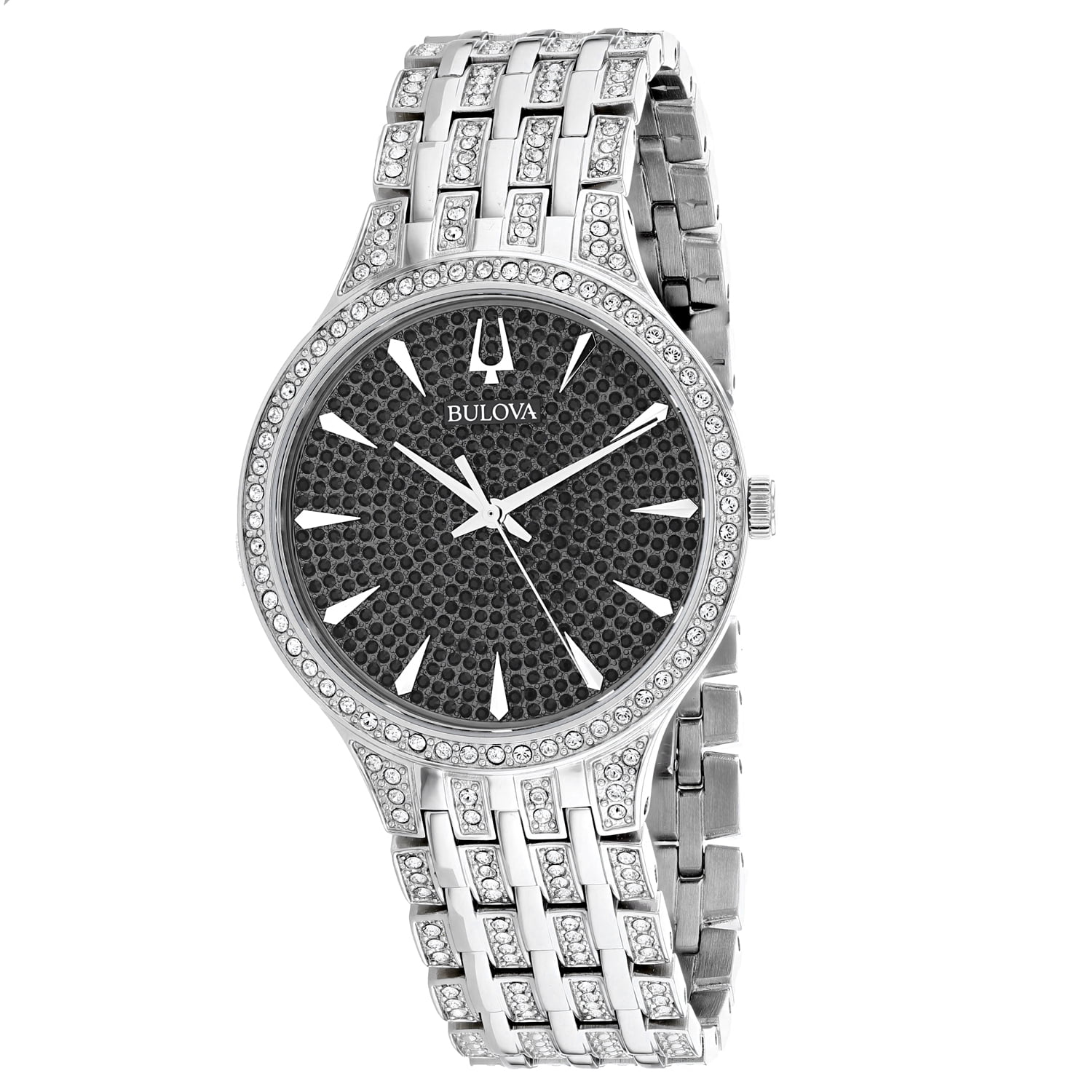 Bulova Phantom Black Pave Dial Men's Wrist Watch, 96A227, Stainless ...