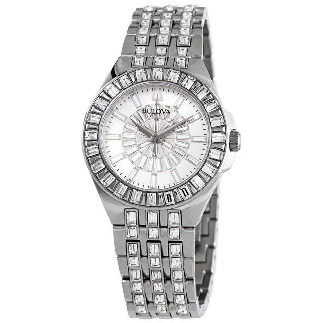 Bulova Phantom Quartz Crystal Silver-tone Pave Dial Ladies Watch 96L278 ...
