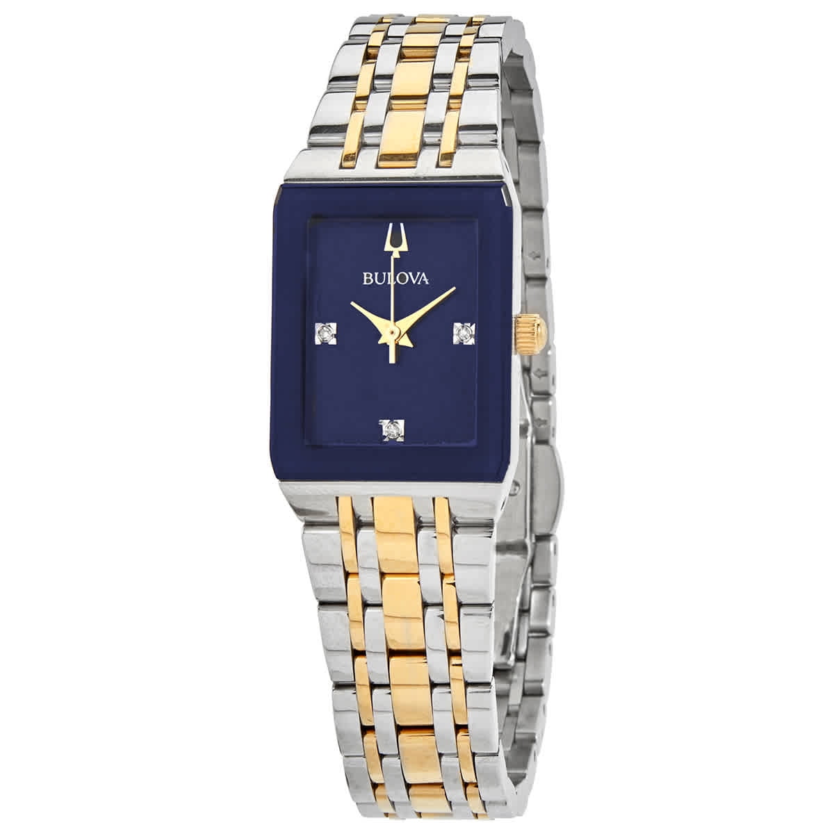 Bulova Quadra Quartz Ladies Watch 98P177, Blue Dial, Gold-Tone Hands ...