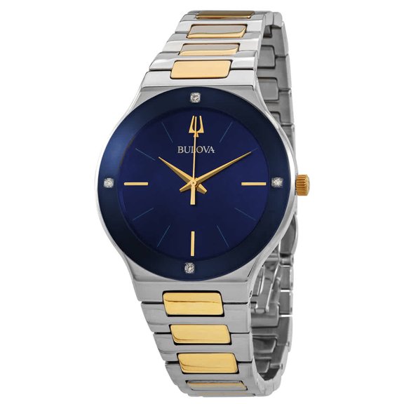Bulova Women's Marine Star Diamonds Blue Mother of Pearl Watch 96R215 ...