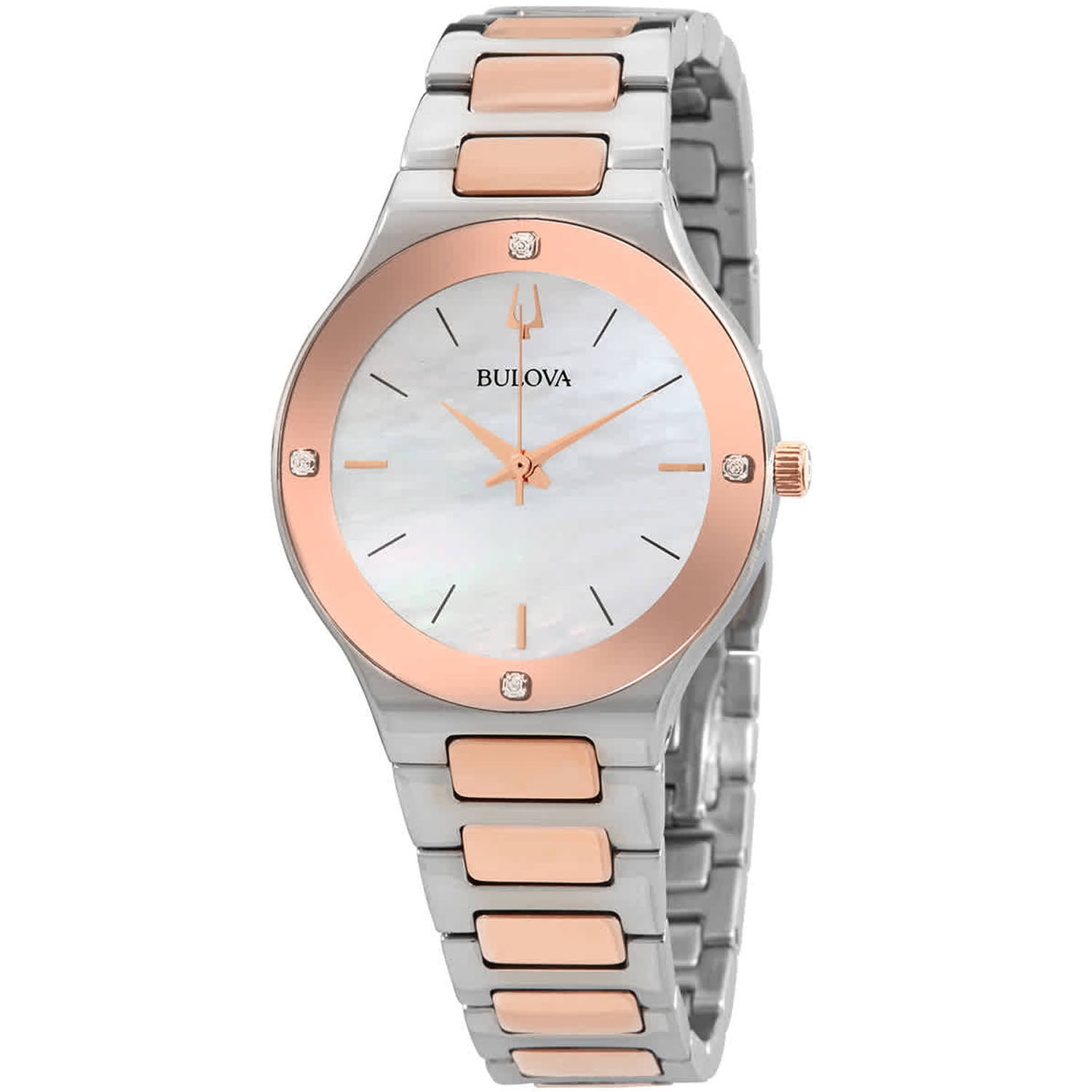 Bulova Quartz Diamond Mother of Pearl Dial Ladies Watch 98R274 ...