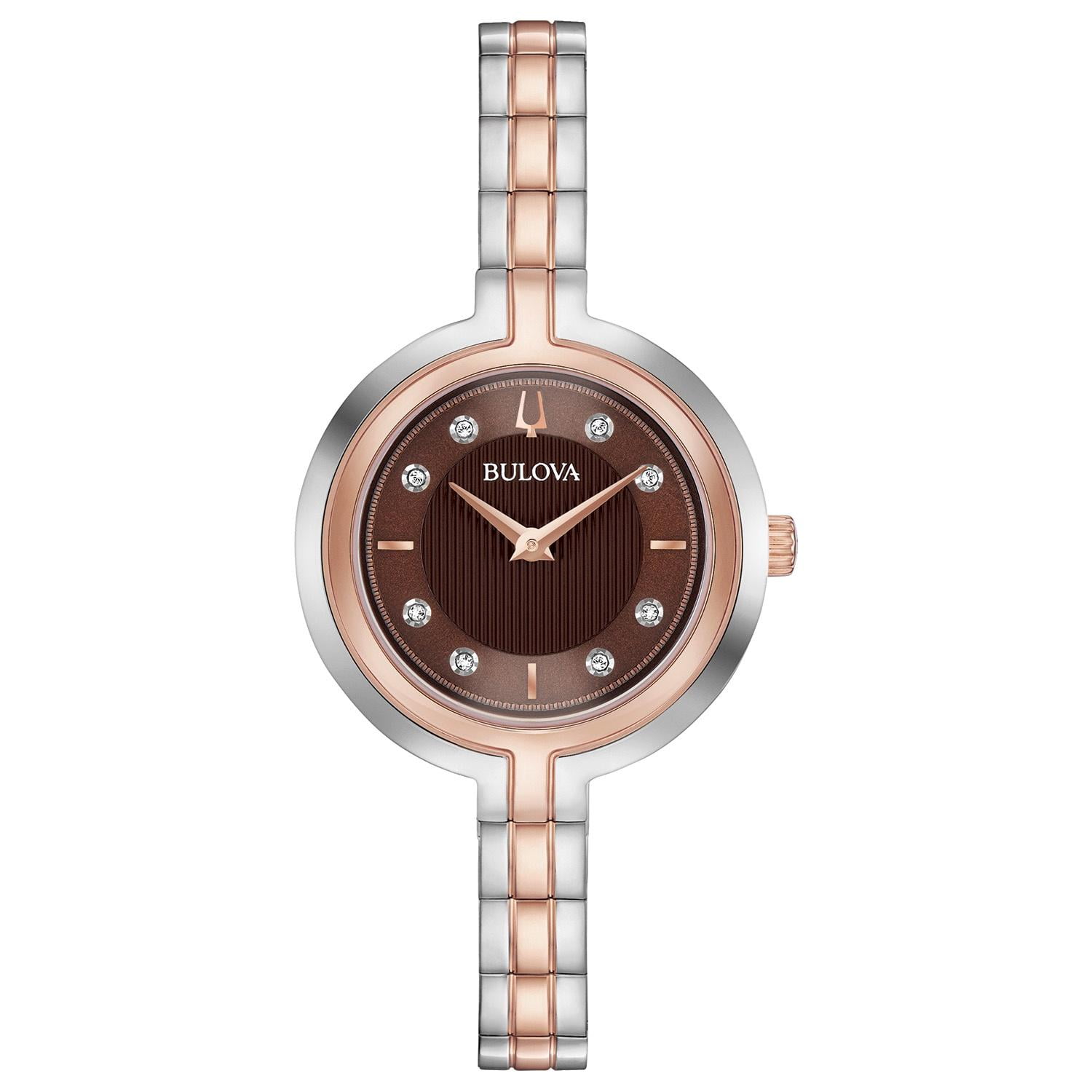 Bulova Rhapsody Quartz Diamond Brown Dial Ladies Watch 98P194 - Walmart.com