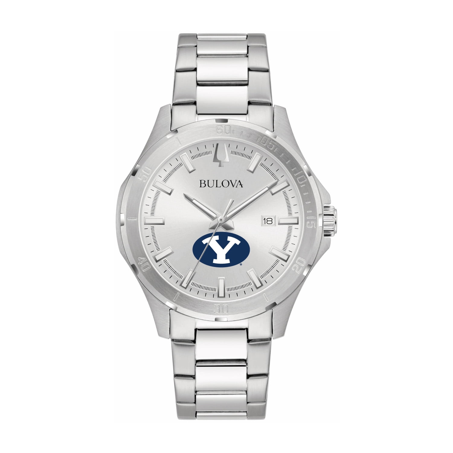 Bulova Silver BYU Cougars Stainless Steel Classic Sport Watch - Walmart.com