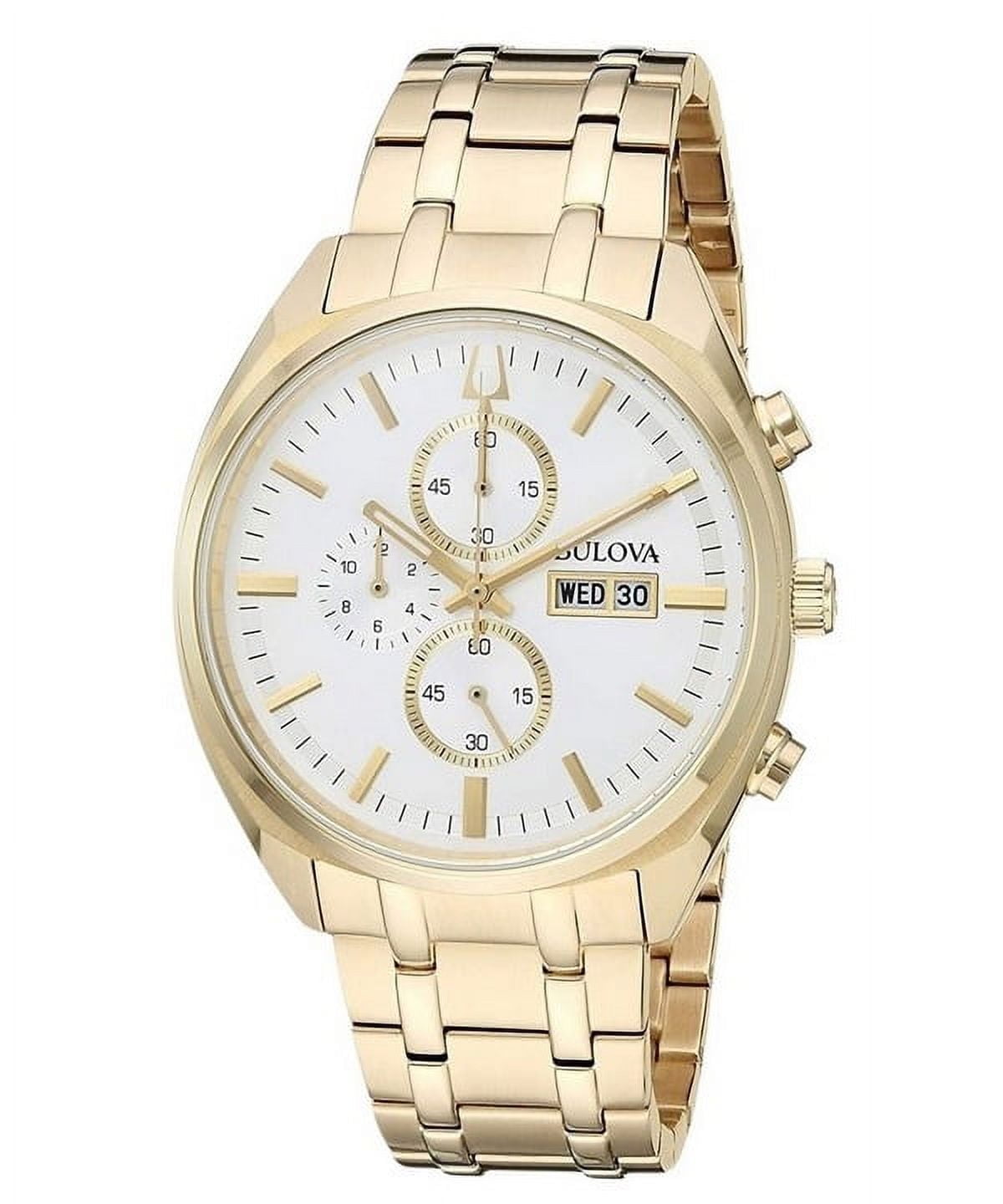 Bulova Surveyor Chronograph Gold Tone Stainless Steel Silver Dial ...