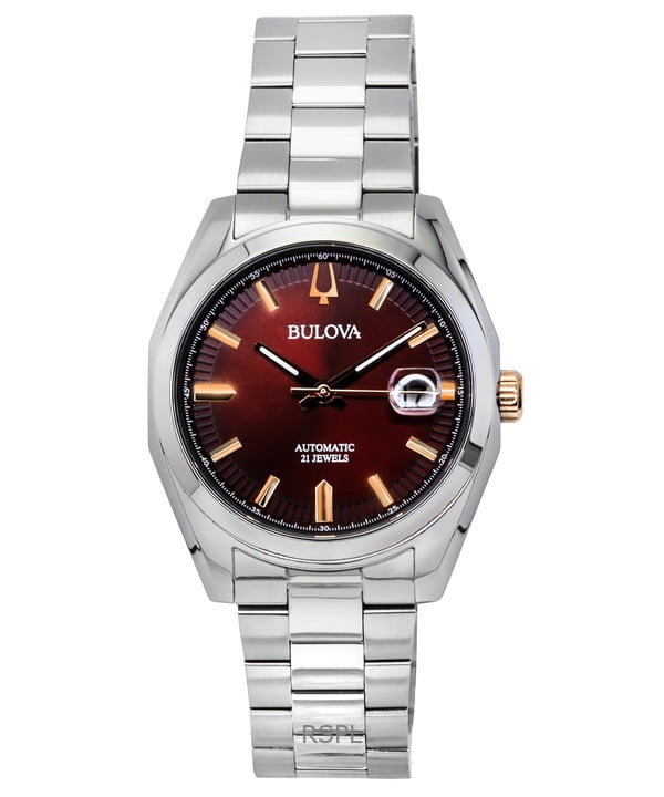 Bulova Surveyor Stainless Steel Burgundy Dial Automatic 98B422 Men's ...