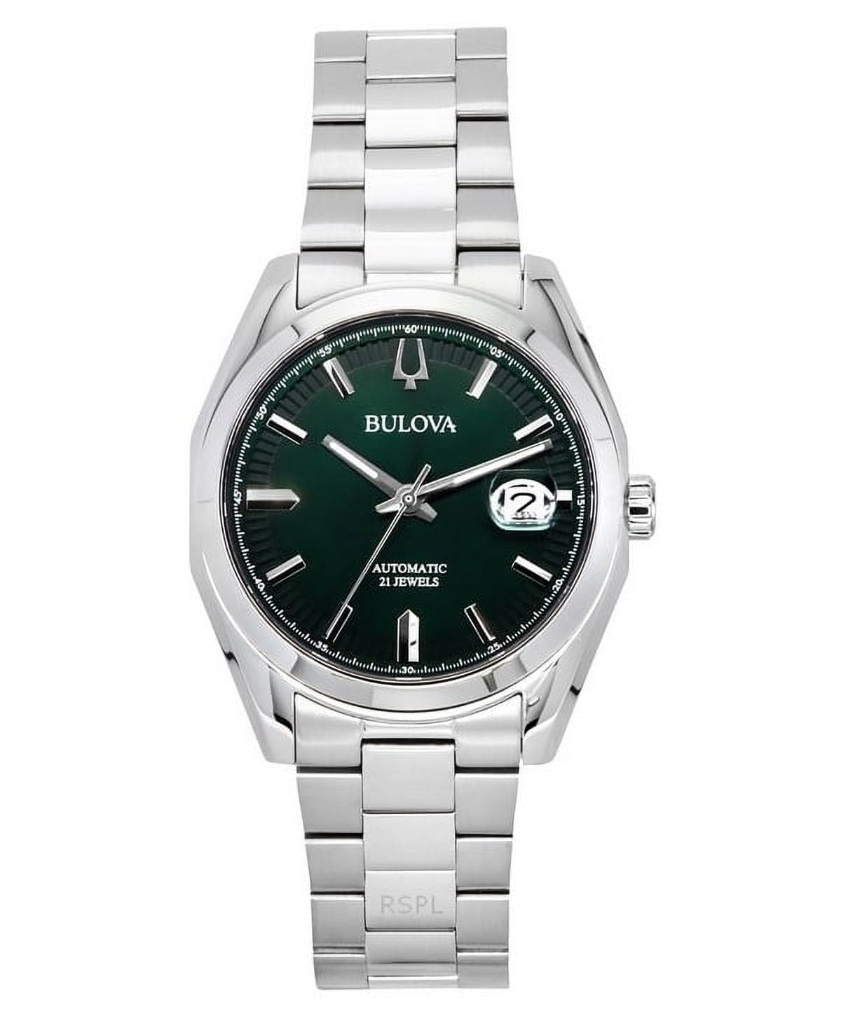 Bulova Surveyor Stainless Steel Green Dial Automatic 96B429 Men's Watch ...
