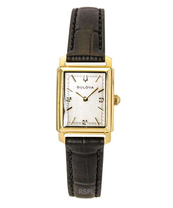 Bulova Sutton Leather Strap Diamond Mother of Pearl Dial Quartz 97P166 ...