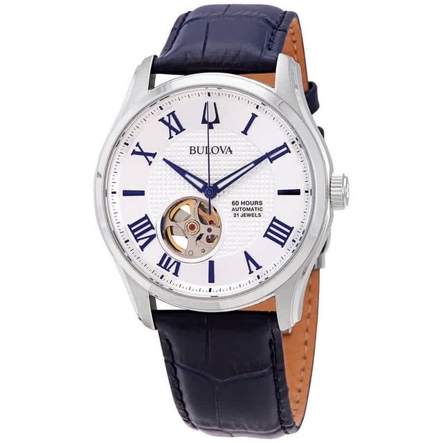 Bulova Wilton Men's Wrist Watch, Automatic, Silver Dial, Blue Hands ...