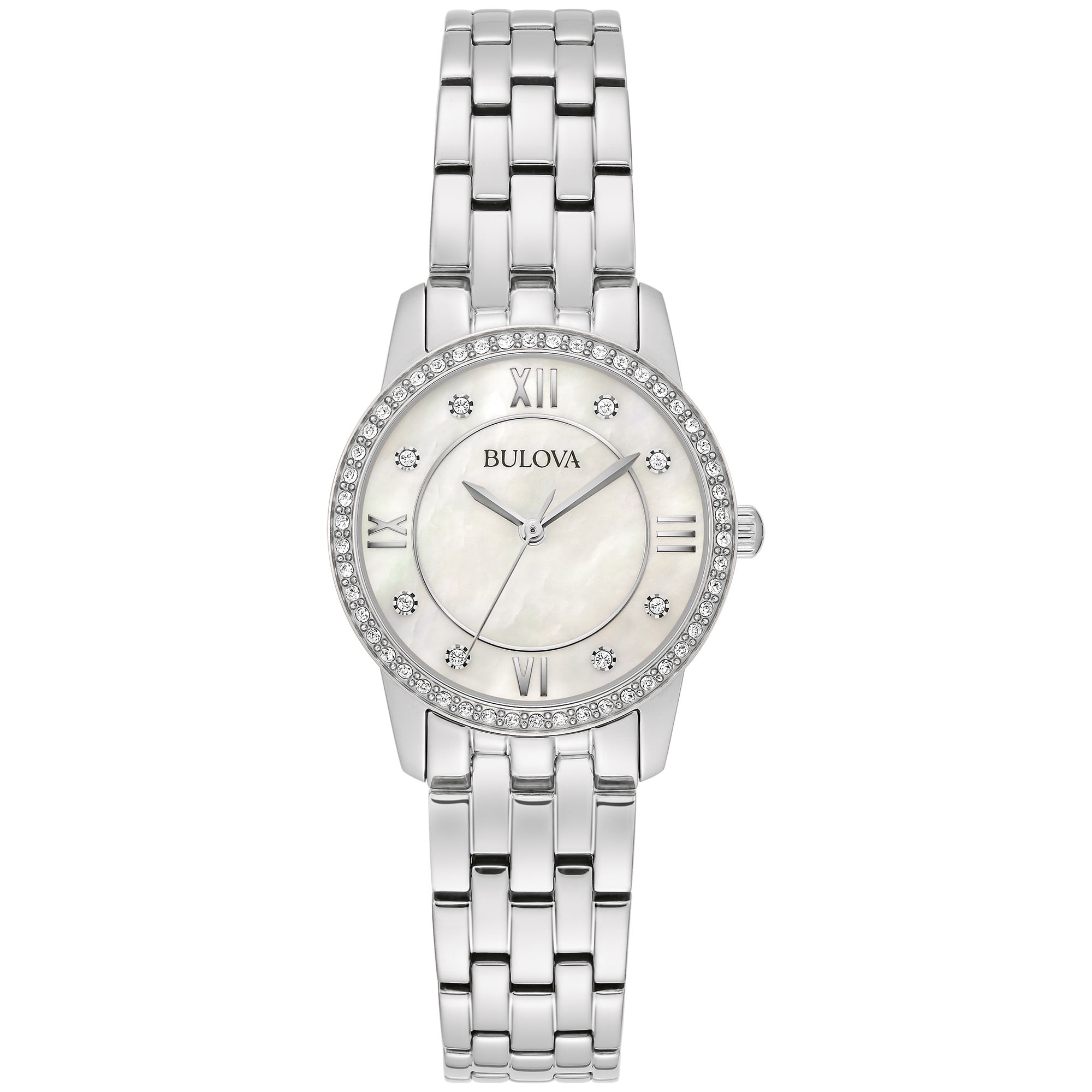 Bulova Women's Crystal Silver Stainless-Steel Watch Set 96X157 ...